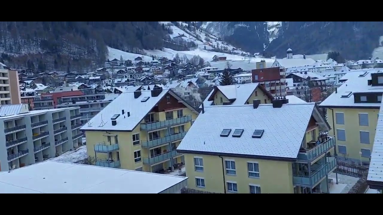 SWITZERLAND: ENGELBERG - VIEW OF THE SKI TRACK AND TITLIS HIGHEST PEAK ...
