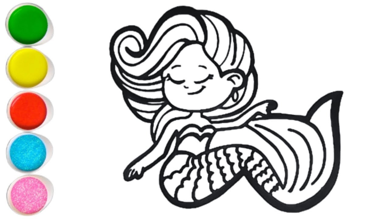 How to Draw a Cute Mermaid for Kids and Toddlers | Easy & Cute Mermaid ...
