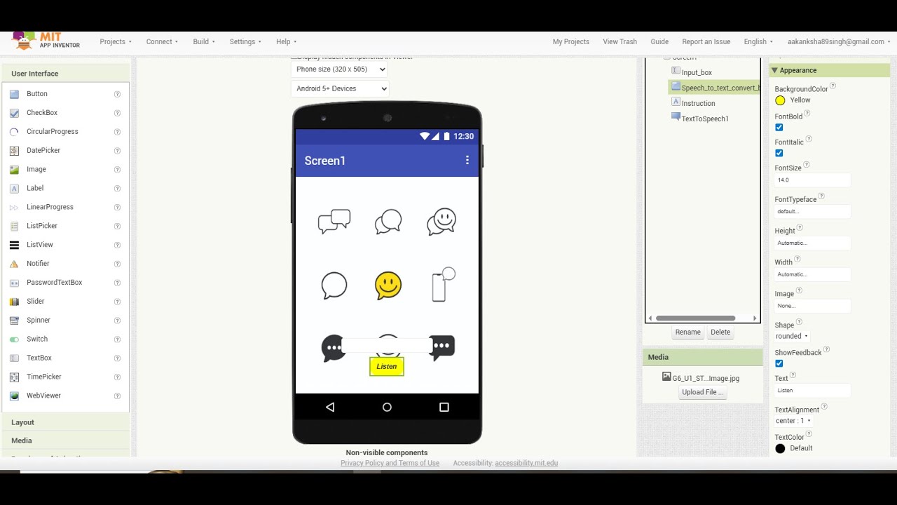 Introduction of MIT App Inventor and Text-to-Speech App - YouTube