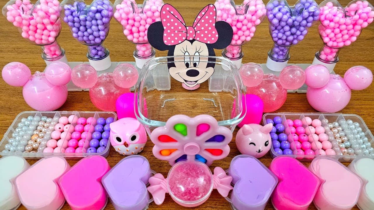 Minnie mouse slime - Mixing makeup, parts, glitter and much more # ...