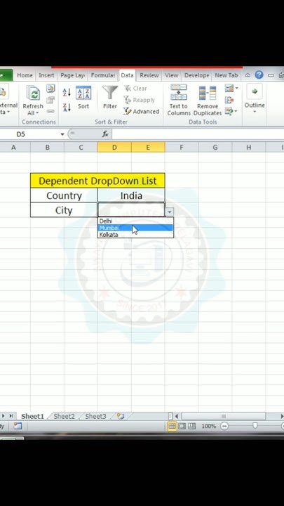Dependent DropDown List in Excel | DropDown List #shorts #shorts #excelshorts #excel - YouTube