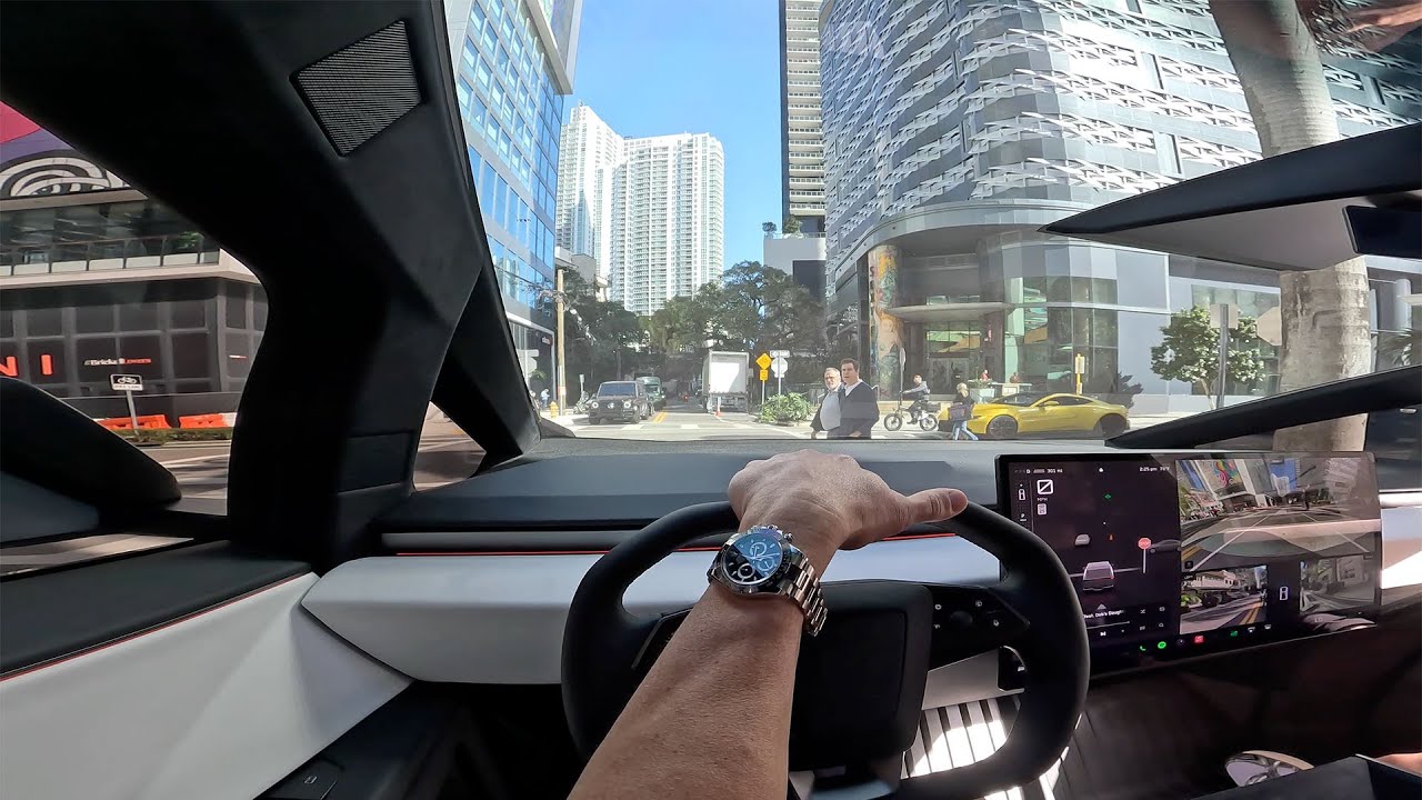Cybertruck POV Drive Downtown Miami * MORE Attention than a BUGATTI ...