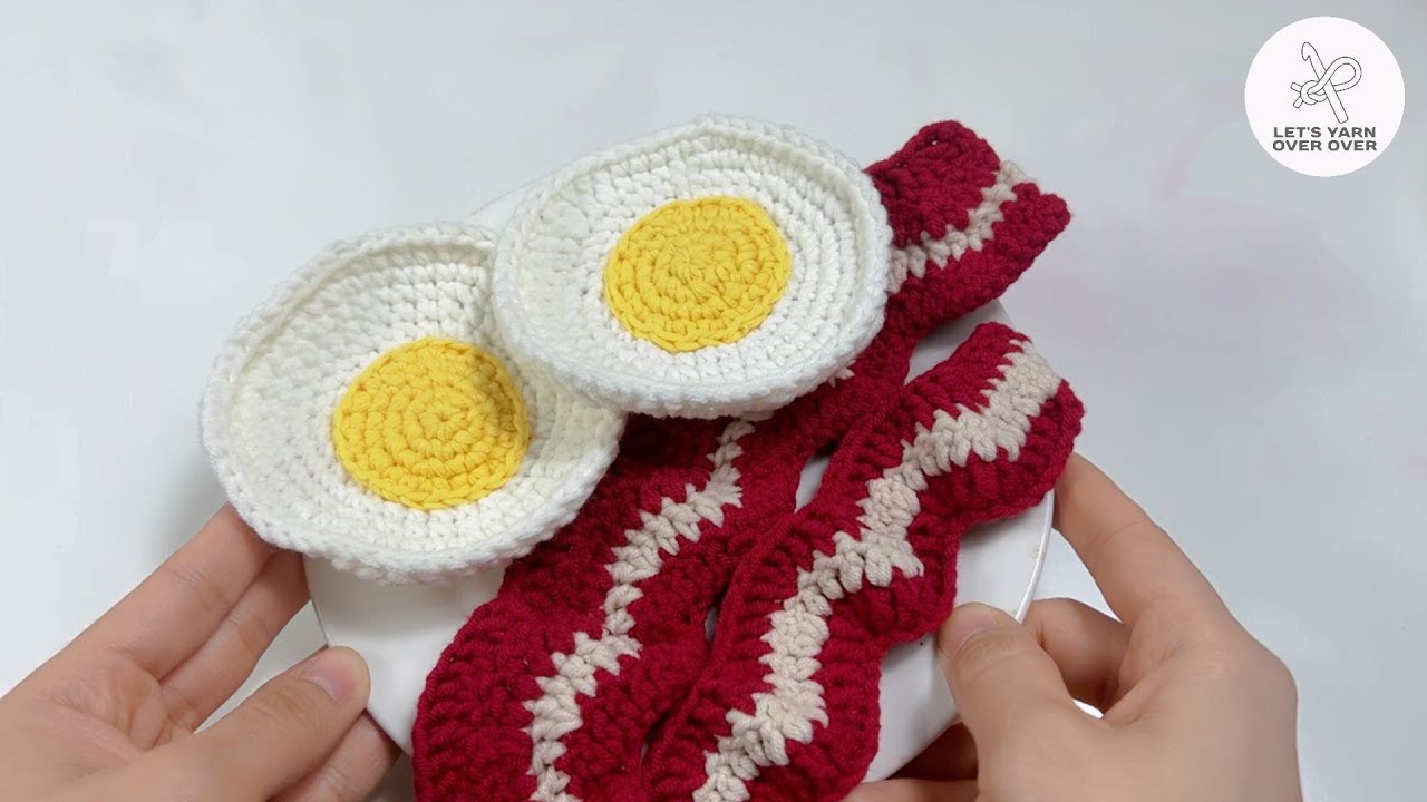 Crochet Bacon & Egg Play Food | Free Crochet Pattern Tutorial - YouTube