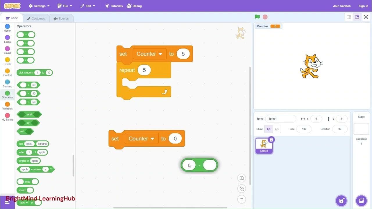 Countdown from 5 to 1 in Scratch Using a Repeat Loop | Easy Scratch Tutorial - YouTube