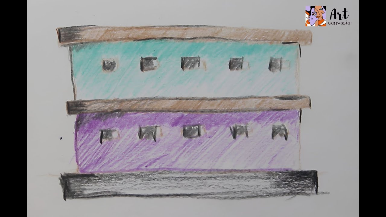 How to draw a building step by step | color pencil tutorial | Drawing a ...