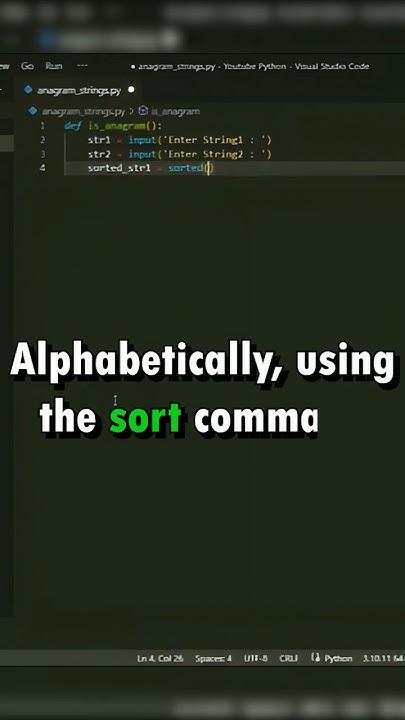 Anagrams In Python Shorts Shortpython Pythonprogramming Coding Programming Code Coder 