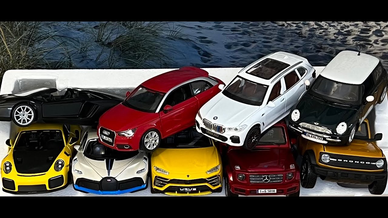 Box-full of Model Cars Mini coper BMW X5 Audi A1 Lamborghini Bugatti# ...