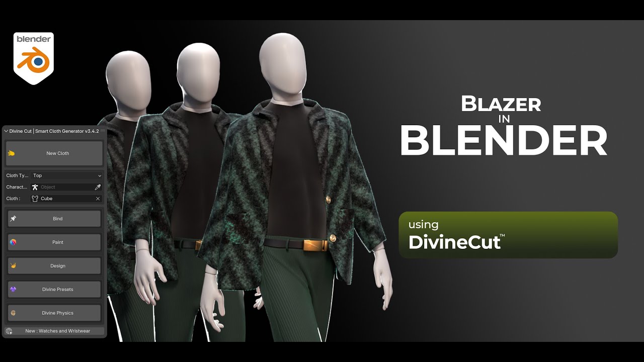 How to make a 3D Blazer in Blender using DivineCut : Smart Cloth ...
