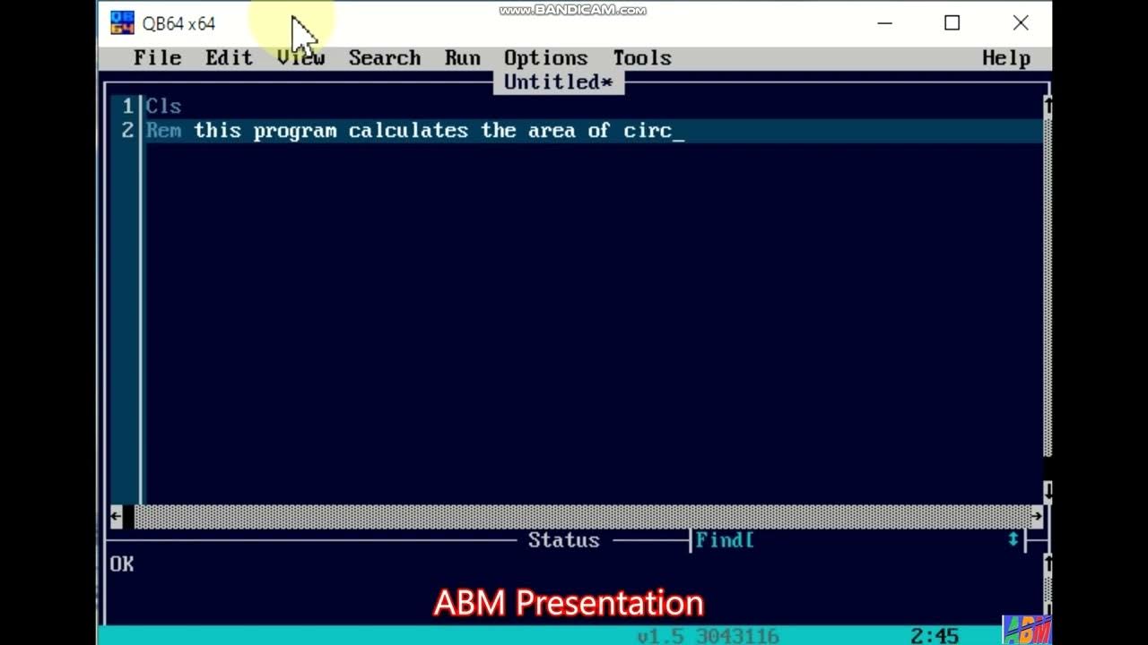 how to calculate the area of circle in Qbasic program - YouTube