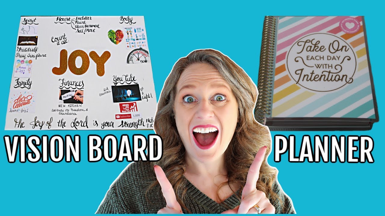MAKING MY 2020 VISION BOARD!! || INTENTIONAL HAPPY PLANNER FLIP THROUGH ...