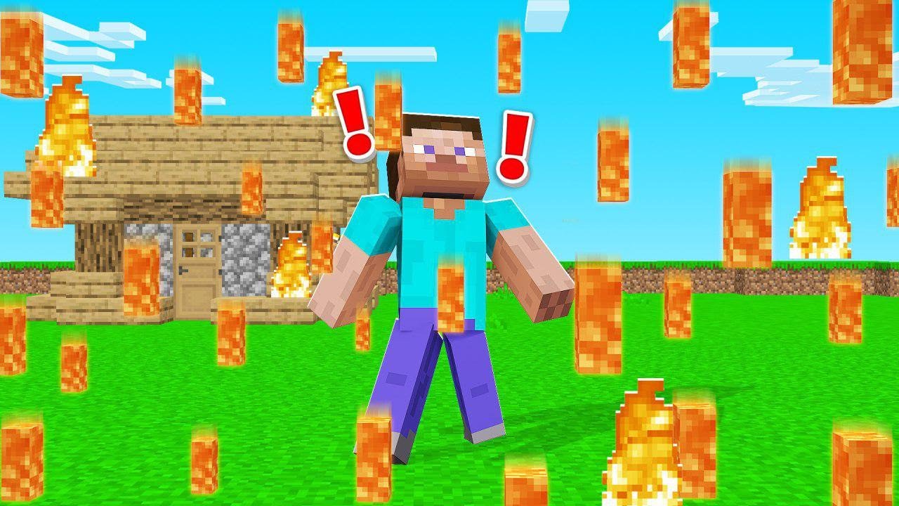 We Turned RAIN INTO LAVA In MINECRAFT! (can't survive this) - YouTube