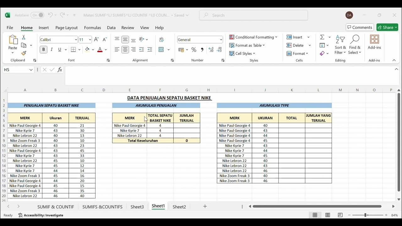 TUTORIAL Rumus Excel SUMIF, SUMIFS, COUNTIF & COUNTIFS Cara Mudah - YouTube