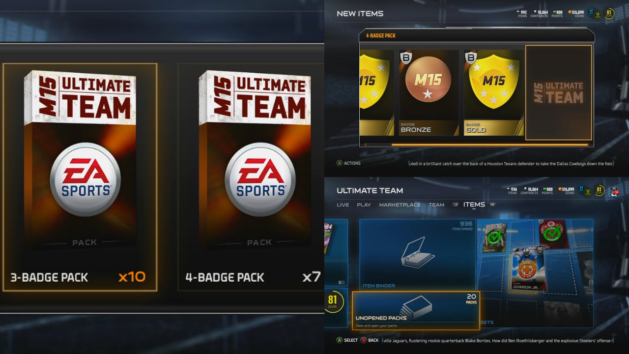 Madden 15 Ultimate Team SO MANY BADGES 71 OMG! Madden 15 Ultimate Team ...