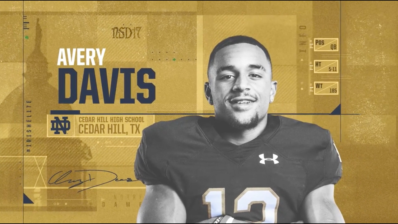 Avery Davis Highlights - Notre Dame Football - NSD17 - YouTube