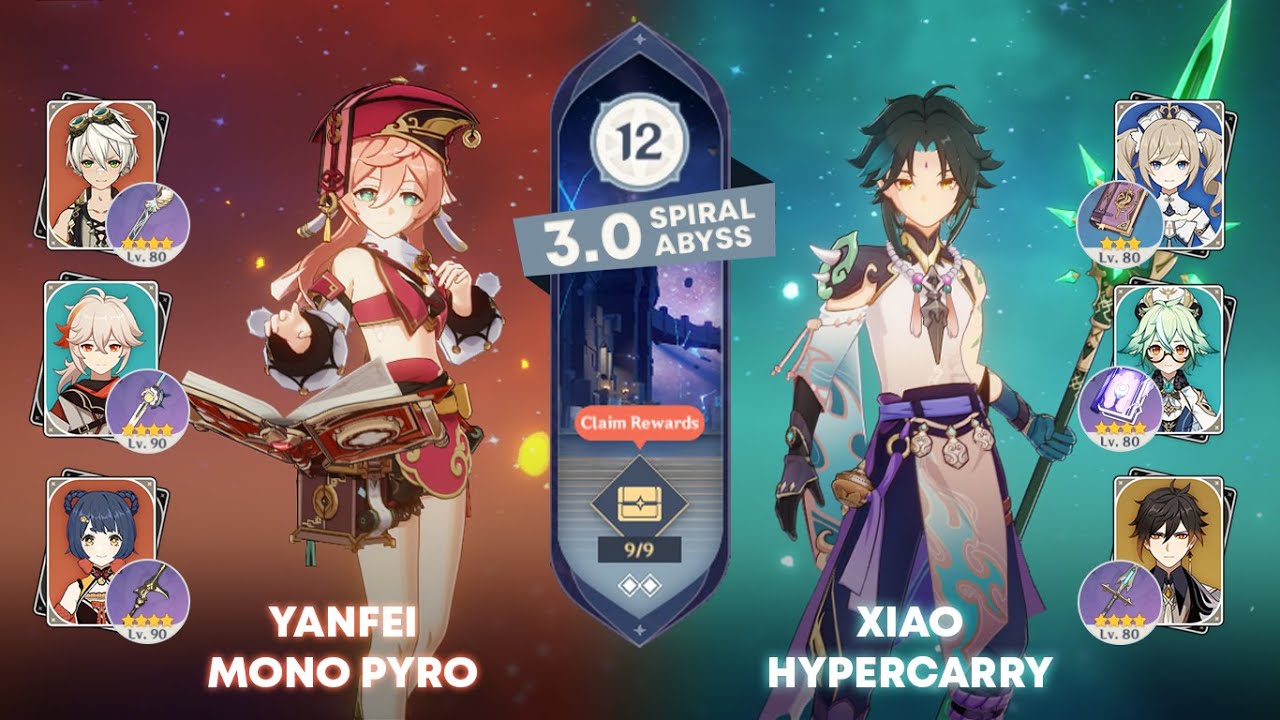C6 Yanfei Mono Pyro and C0 Xiao Hypercarry - Spiral Abyss 3.0 Floor 12 ...