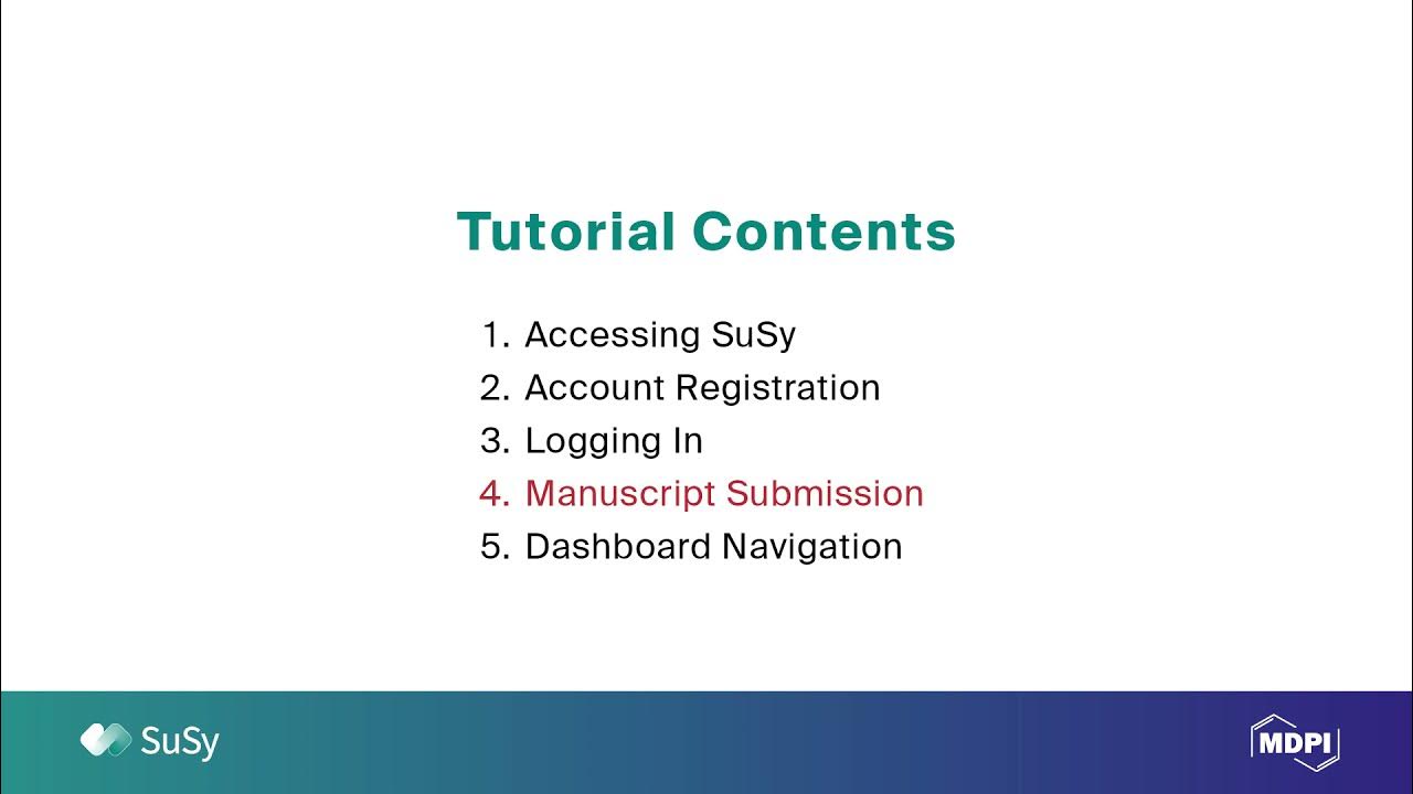 How to navigate SuSy and submit your manuscript to MDPI - YouTube
