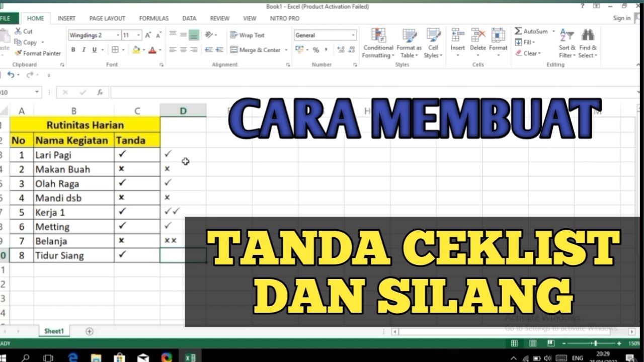 Sangat Penting...! Hanya 1 Menit Membuat Tanda Ceklist di Excel - YouTube