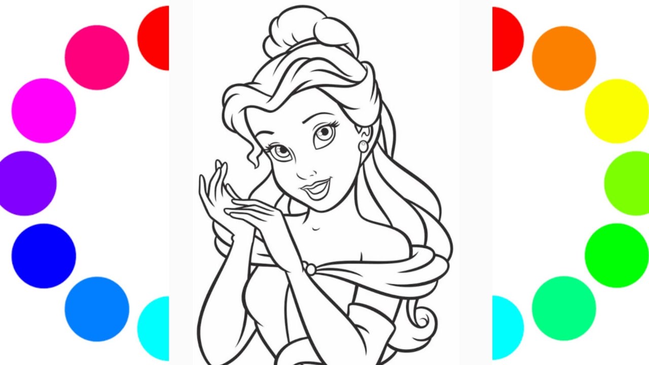 How to draw - Belle - Painting & Coloring for kids - disney princess ...