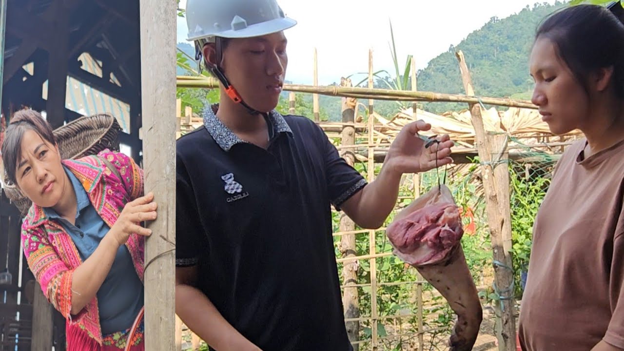 Taro harvest - take pig feet as a gift for pregnant mothers - YouTube