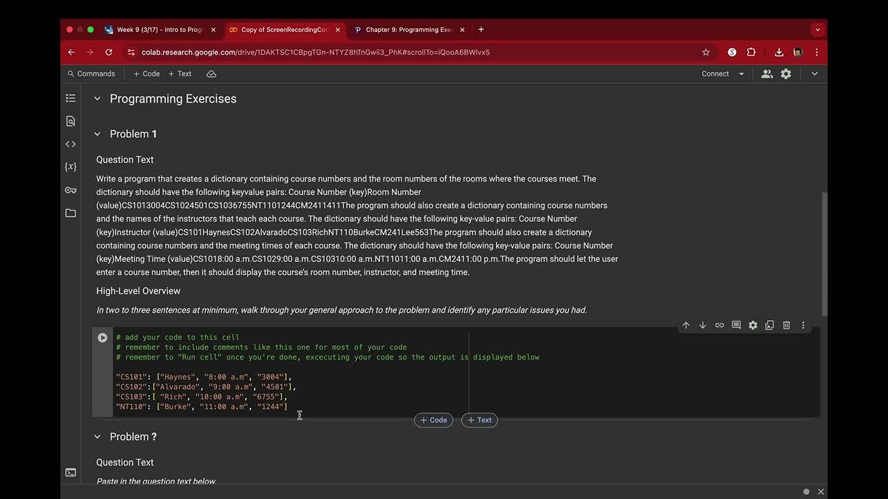 Coding Set 9 - Screen Recording - YouTube