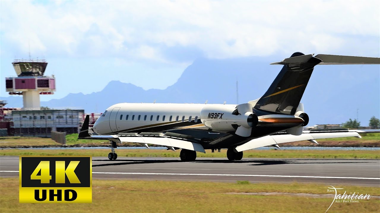 Flex Jet's Bombardier Global Express BD7 reg N93FX was in Tahiti - YouTube
