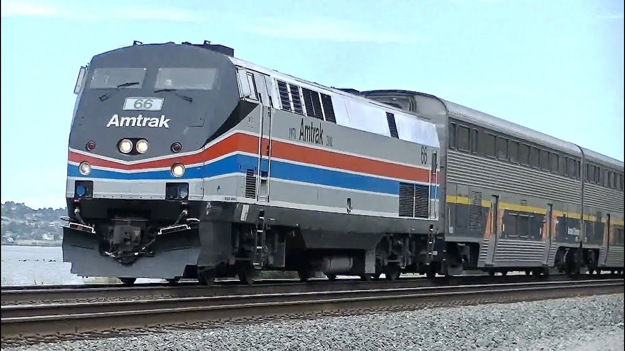 [HD] Two Westbound Capitol Corridors at Eckley, w/ Amtrak 66 (Phase II Heritage) - YouTube