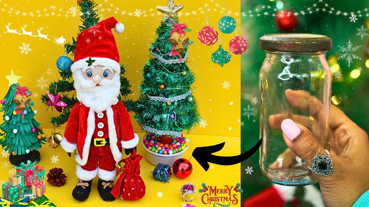 DIY : How to make Santa Claus from Waste Glass Jar|Christmas Craft ...