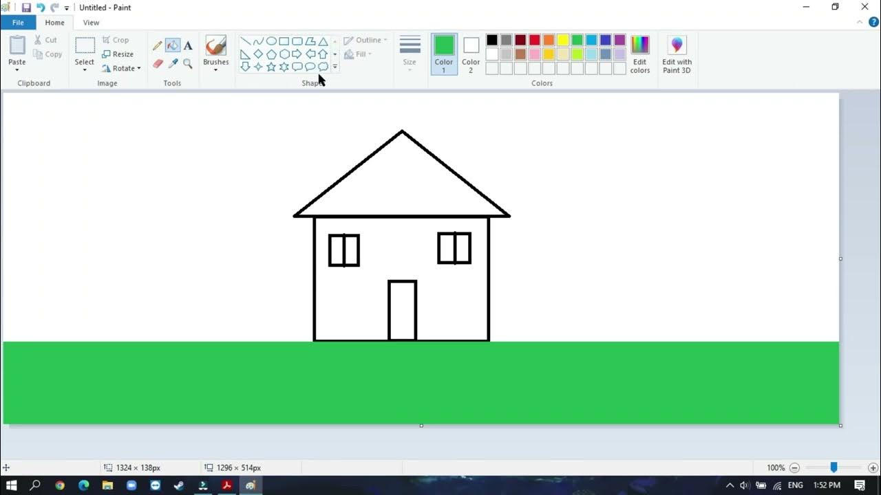 How to Draw a House in MS Paint - YouTube