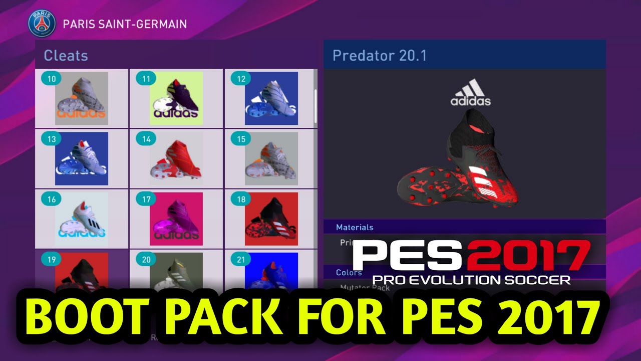 NEW BOOT PACK FOR PES 2017 - YouTube