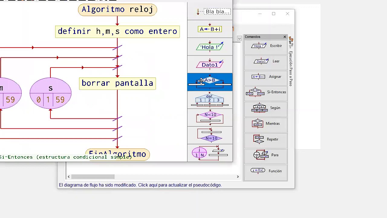 ALGORITMO Y DIAGRAMA DE FLUJO QUE SIMULE UN RELOJ - YouTube