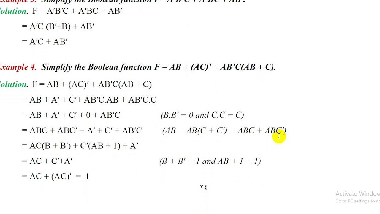Simplification And Minimization Of Boolean Function Youtube