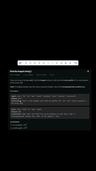 GFG POTD | Find the longest string | #shorts - YouTube