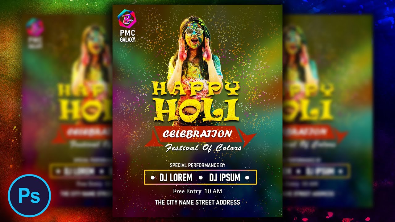 Holi Poster Design | Holi Party Poster Design | Holi Festival Poster ...