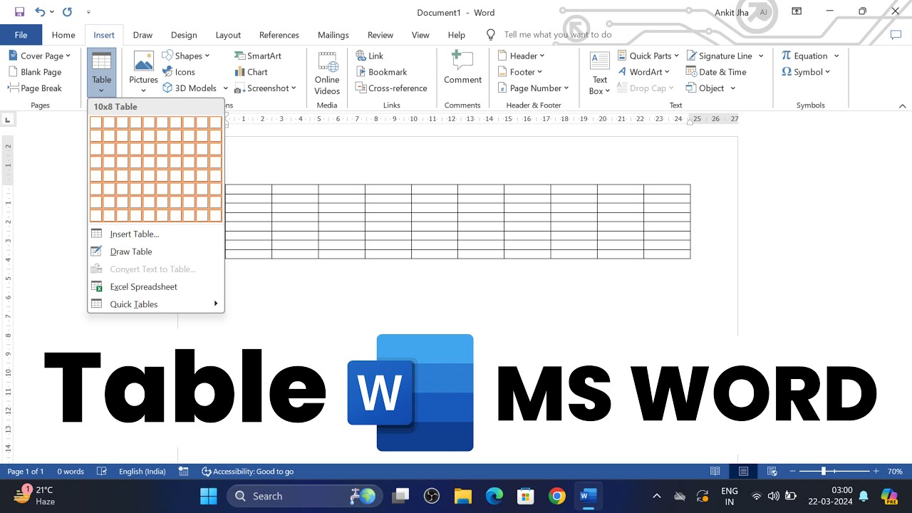 How to Create and Format Table in Microsoft Word | Table In MS Word ...