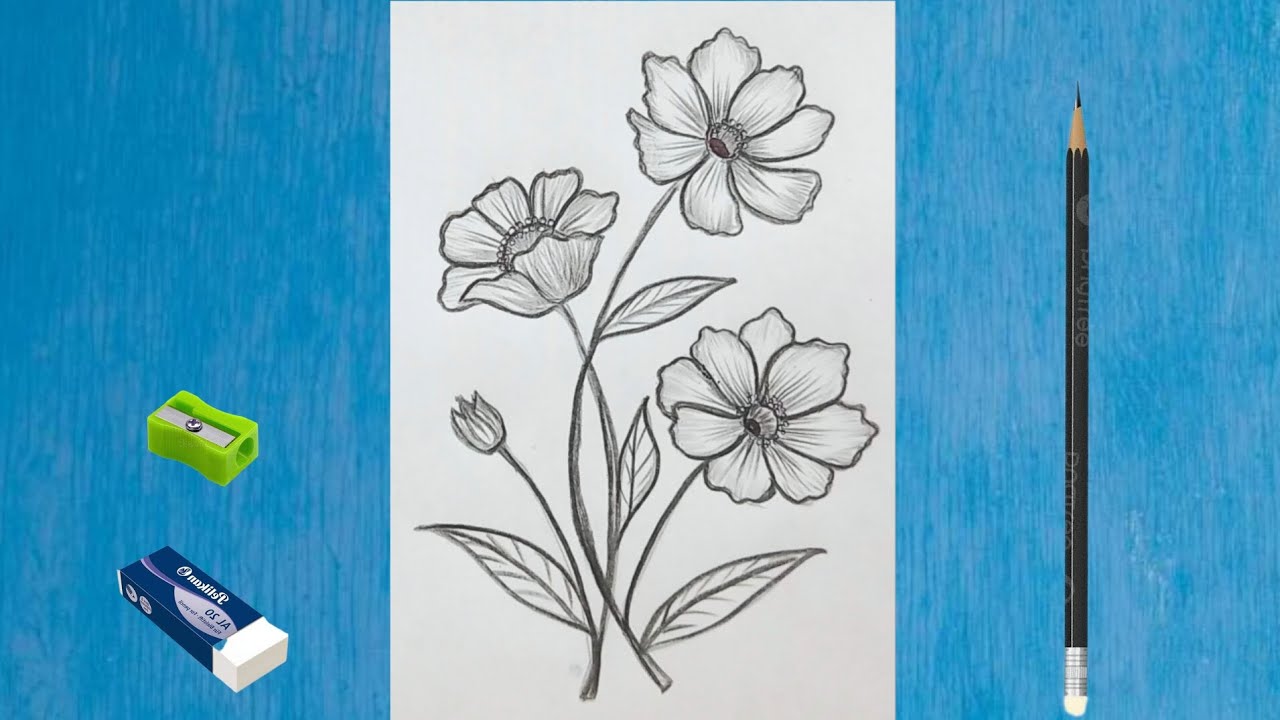 | How to Draw Beautiful Flowers Easily Using Pencil | How to draw ...