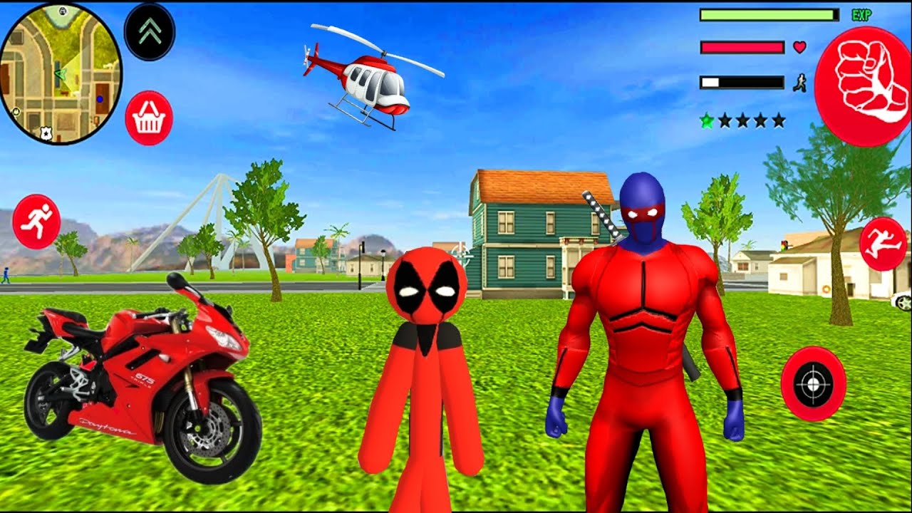 Superhéroe Stickman Juego - DeadPool Stickman Rope Hero Gangstar Crime ...