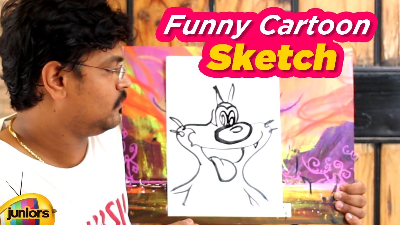 Funny Cartoon Sketch By Artist Harrsha | Step By Step Drawing Tutorial ...
