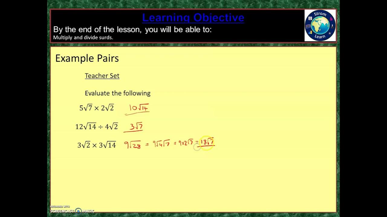 1 2 Multiplying and Dividing Surds - YouTube