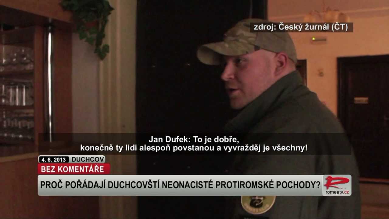 Pořadatel demonstrací v Duchcově Jan Dufek si přeje vyvraždění Romů - YouTube