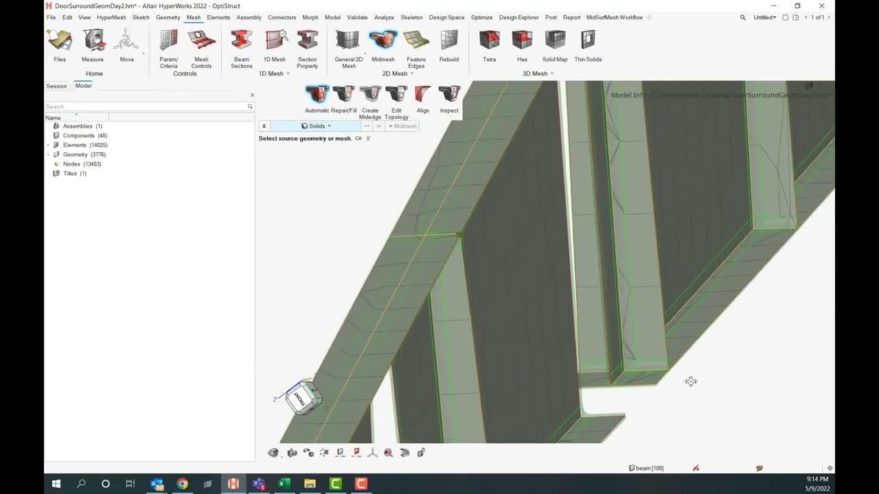 EP 4: Direct Mid Meshing in HyperWorks 2022 - YouTube