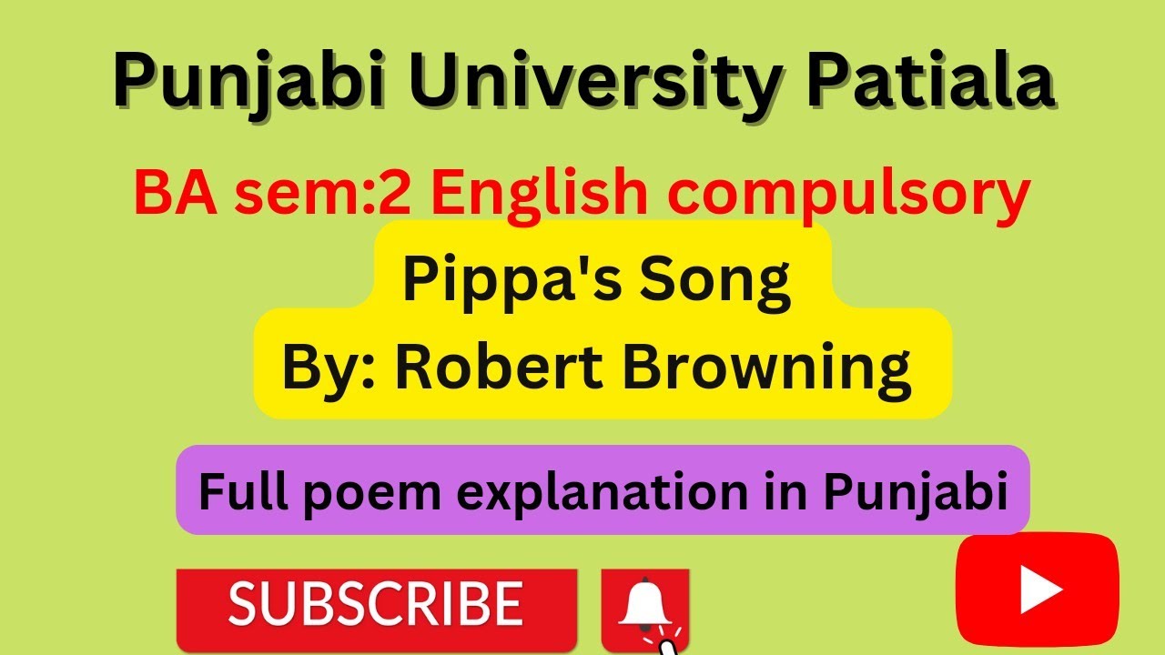 #PUP BA sem2 English compulsory. Poems Pippa's Song by Robert Browning ...