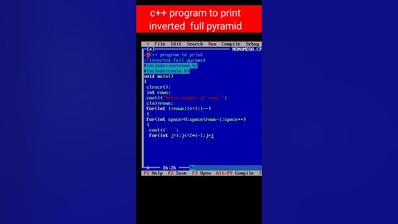 C++ program to print inverted full pyramid. #csmarathicoaching - YouTube