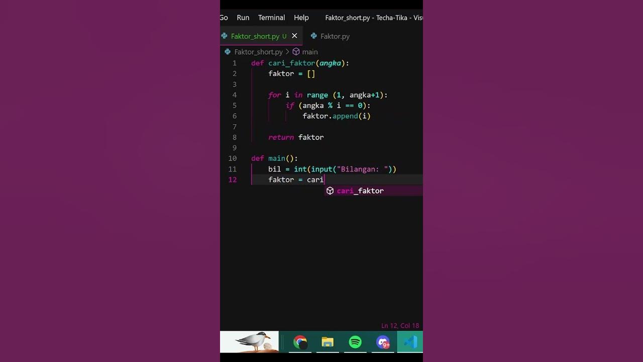 PYTHON | Mencari Faktor dari Suatu Bilangan #Shorts - YouTube