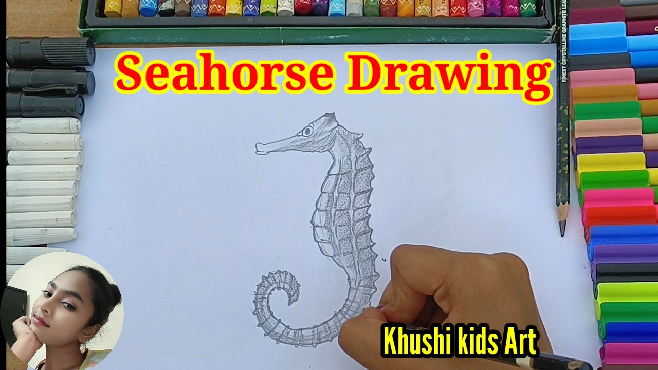 How to draw Seahorse | Sea animals drawing | Seahorses drawing videos ...