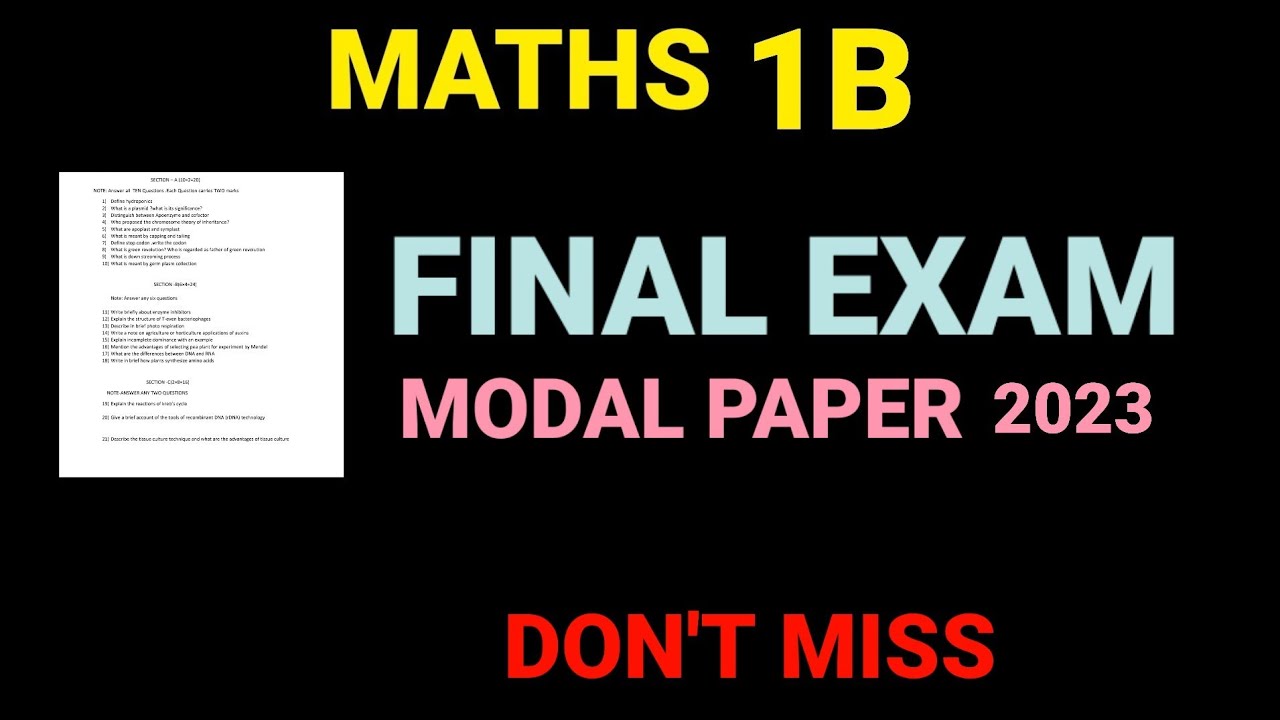 INTER MATHS 1 B MODEL PAPER|INTER MATHS 1b IMPORTANT QUESTIONS|#maths1b ...