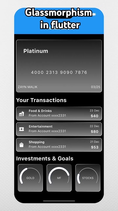 Glassmorphism Example In Flutter Bank App Example Ui In Flutter Flutter Appdevelopment