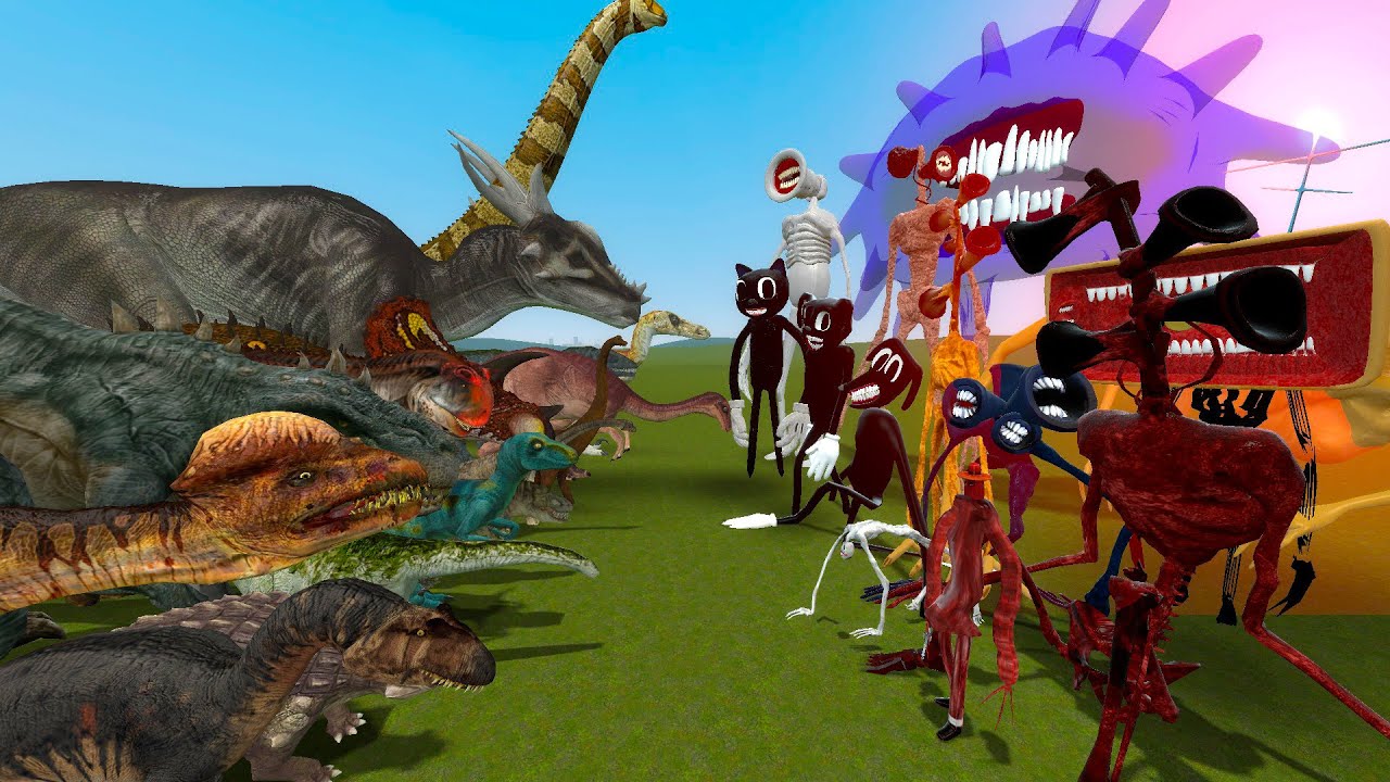 DINOSAURS vs TREVOR HENDERSON CREATURES !! - Garry's Mod Sandbox - YouTube