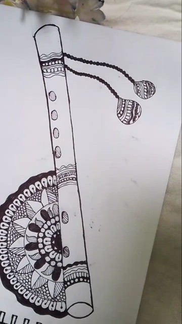 krisna flute Mandala art ll🦚🌺# flute # krisna # radha # simple Murli 🌻🦚 ...