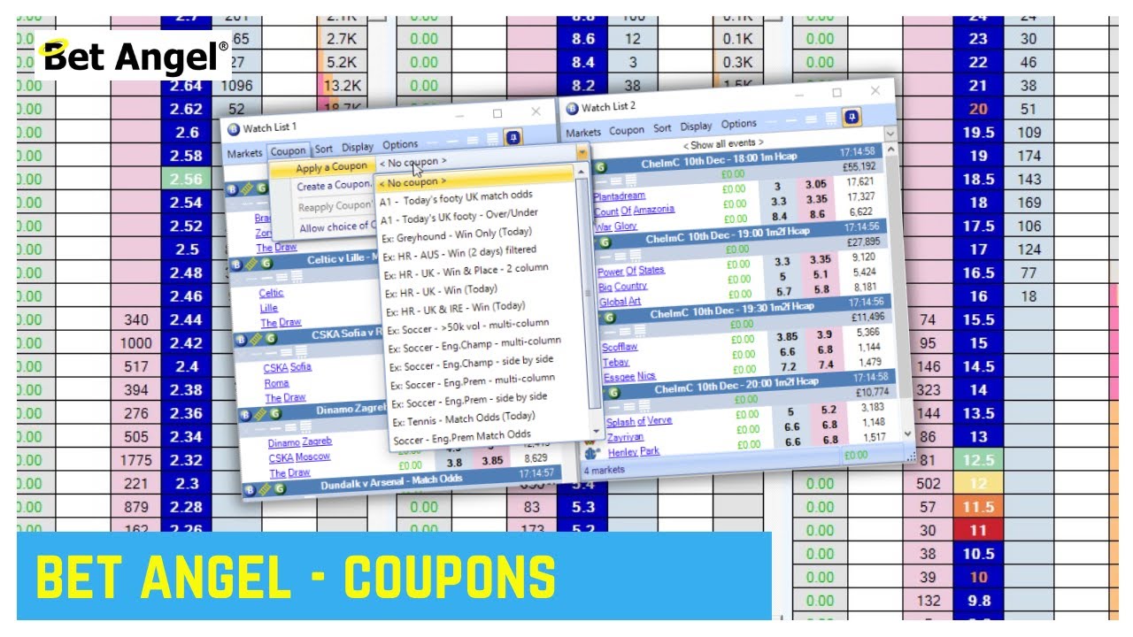 Bet Angel - Betfair trading software - Review of coupon feature - YouTube