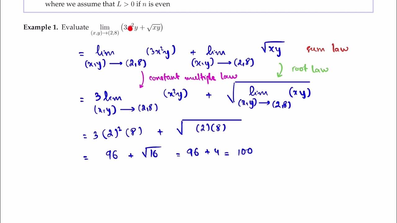 L13 Part 2 Calculate Limits Using Limit Laws Multivariable